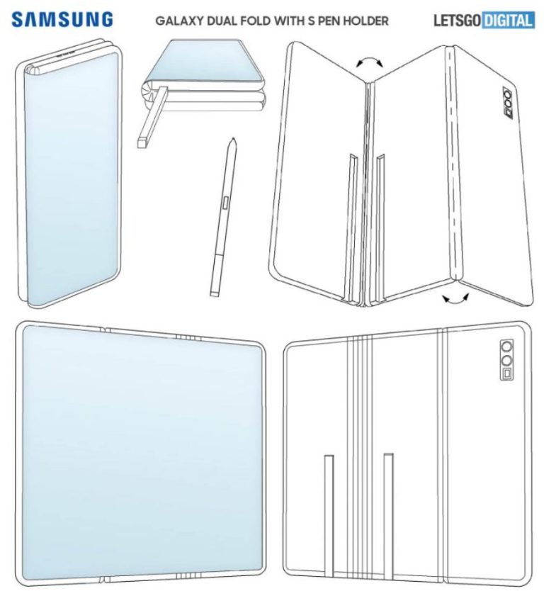 サムスンの三つ折りgalaxy Dual Foldはsペン収納型!