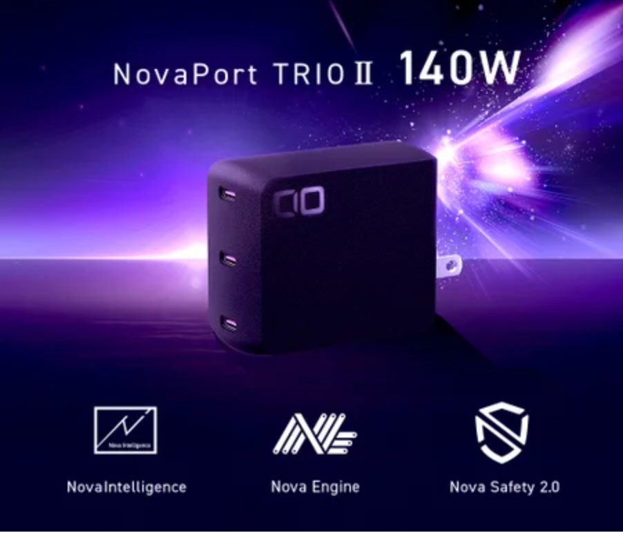 株式会社CIOから140wで3ポート搭載コンパクトUSBチャージャー登場！【NovaPort TRIO II 140w】